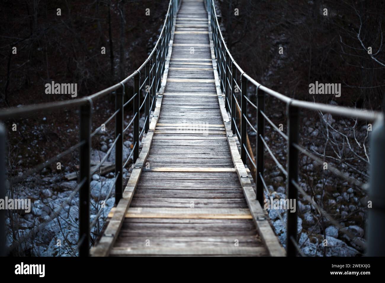 Wooden Suspended Bridge Full Frame Stock Photo - Alamy