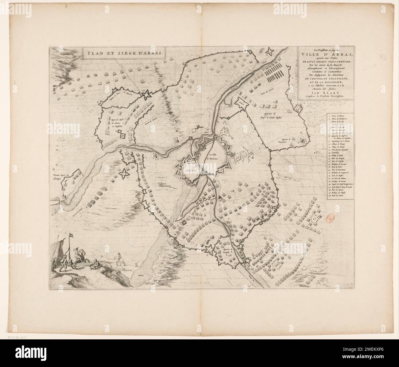 Map of the siege of Arras by the French, 1640, Anonymous, 1652 print ...