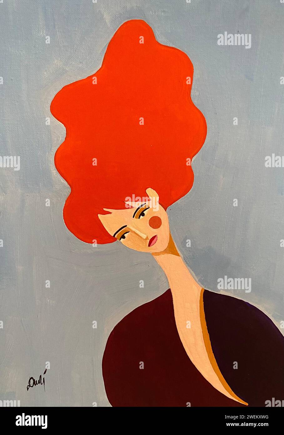 Long neck woman painting on canvas, sunset, Italian painting - Rome ...