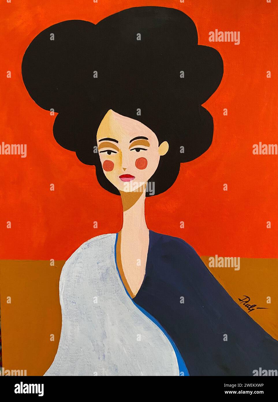 Long neck woman painting on canvas, sunset, Italian painting - Rome ...