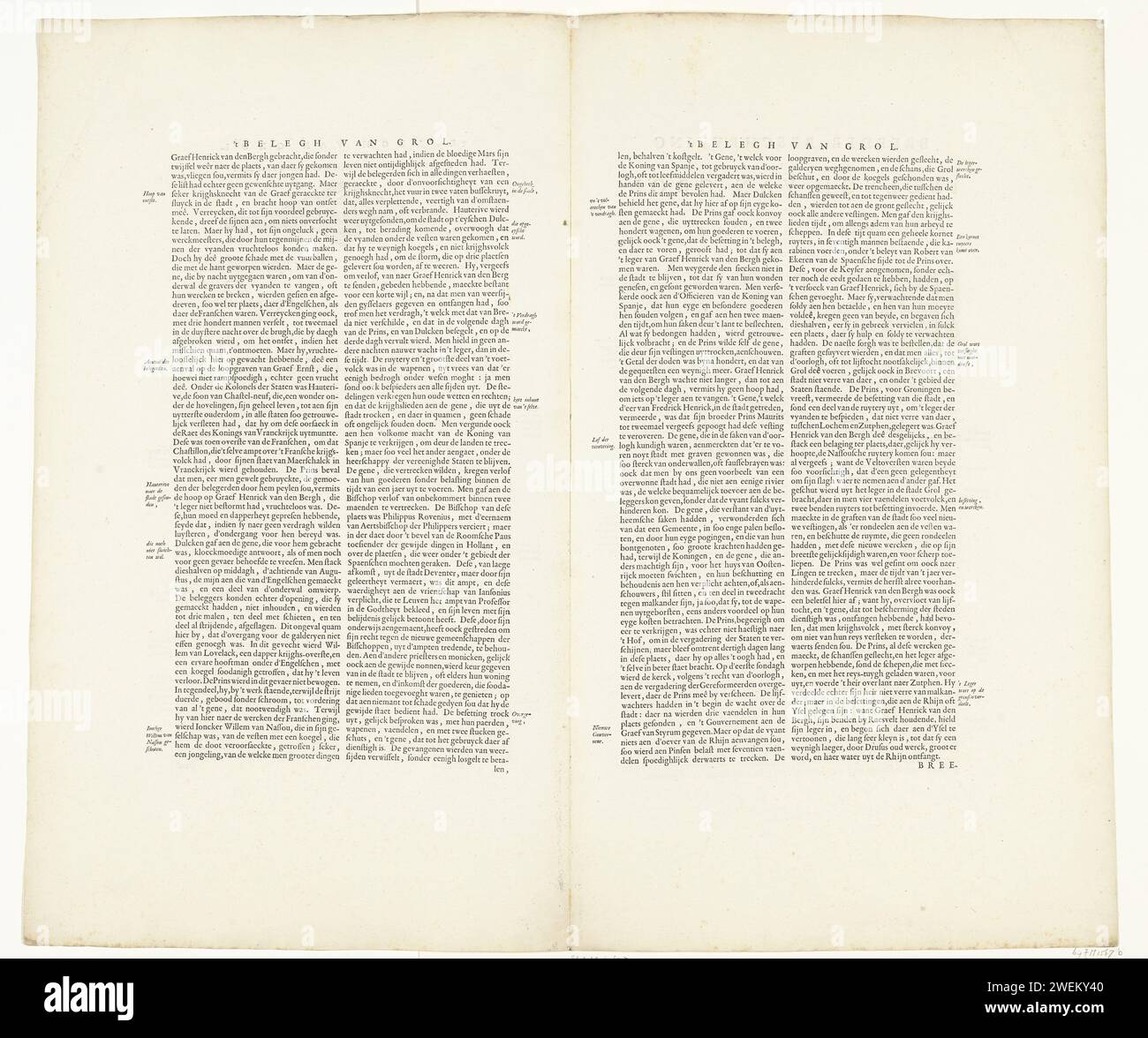 Siege of Grol, 1627, 1647 - 1649 text sheet Double text sheet belonging ...