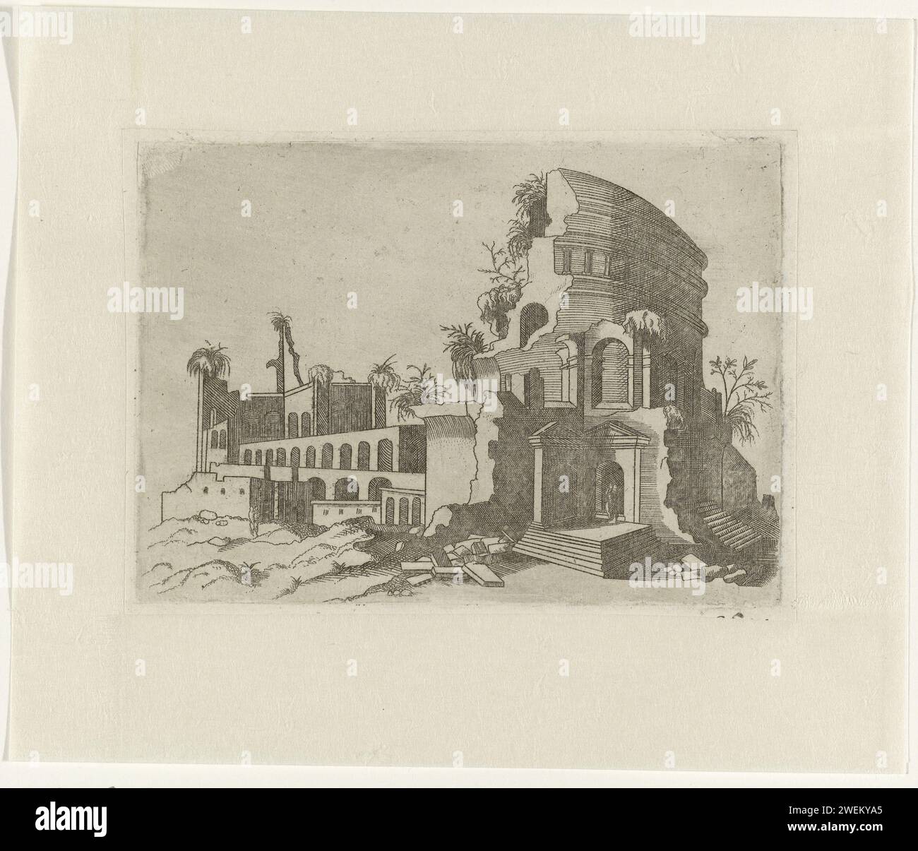 Overgrown ruin with a staircase on the right, 1560 print Grown ruin ...