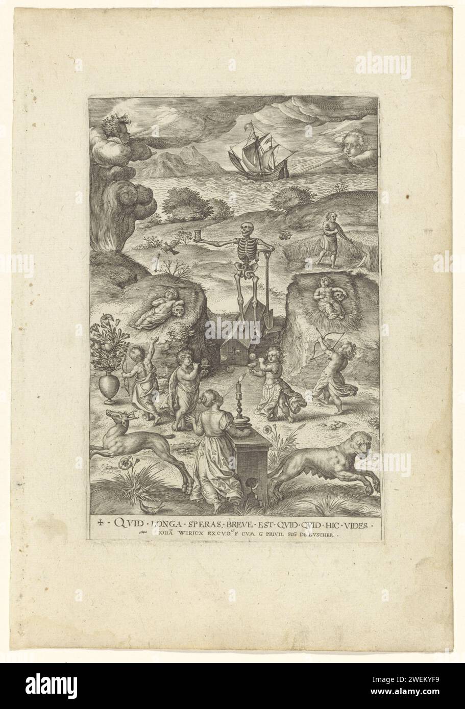 Allegory of the transience of human life, John Wierix, c. 1580 - c ...