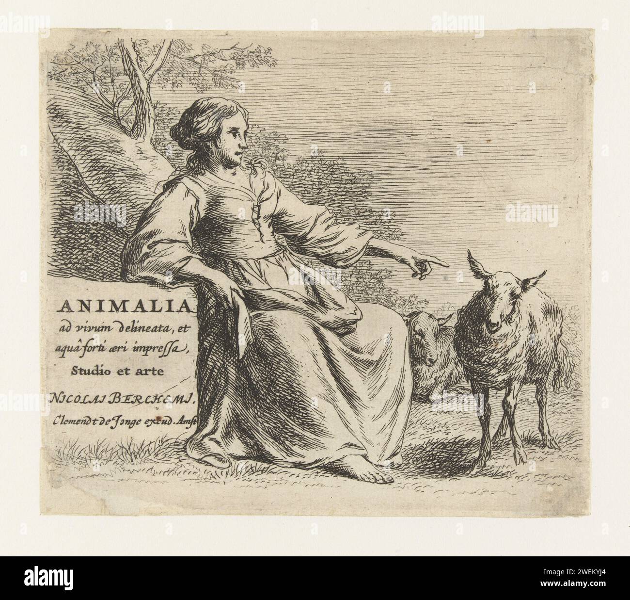 Seated Herderin and two sheep, Nicolaes Pietersz Berchem, 1646 - 1652 ...