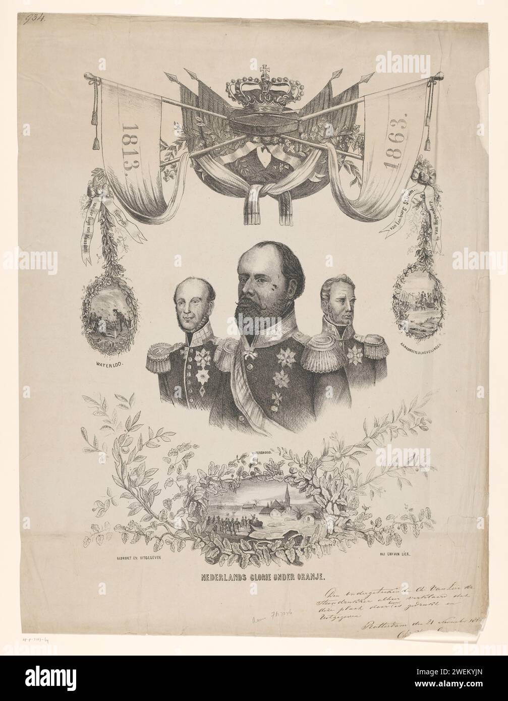 Memorial plaque on the occasion of Dutch 50-year independence with ...