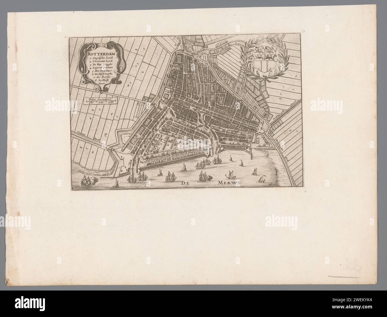 Map of Rotterdam, Anonymous, 1632 print paper etching / engraving maps of cities Rotterdam Stock ...