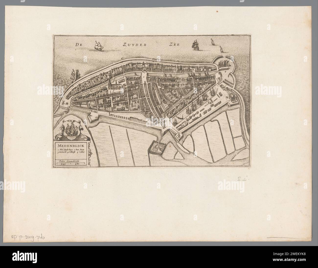 Map of Medemblik, Anonymous, 1632 print paper etching maps of cities ...