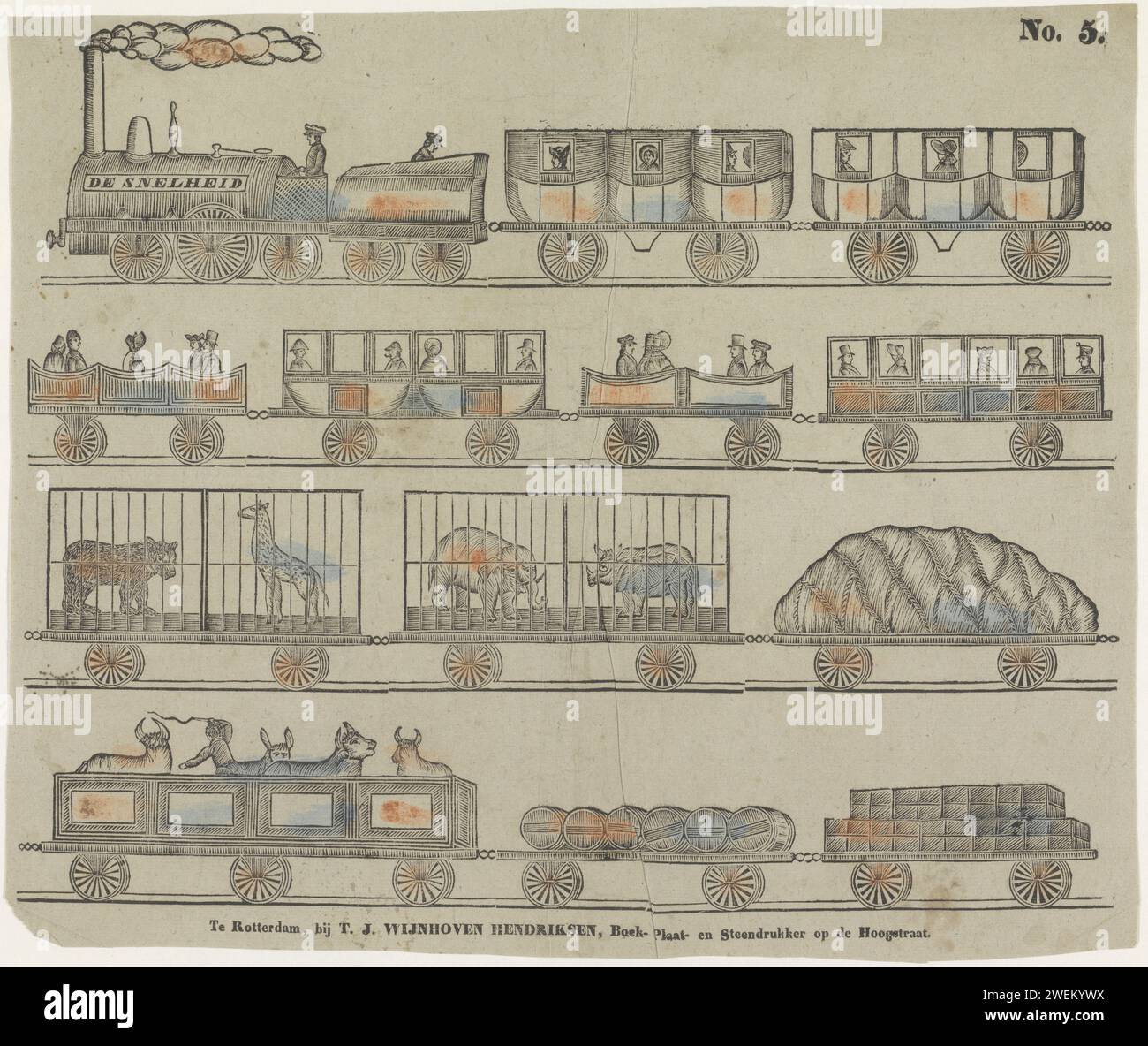 Railway train, 1832 - 1850 print Leaf with 4 performances of a ...