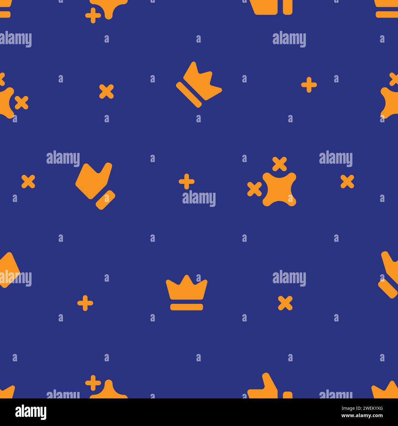 gold king crown plus like social media seamless background vector Stock ...