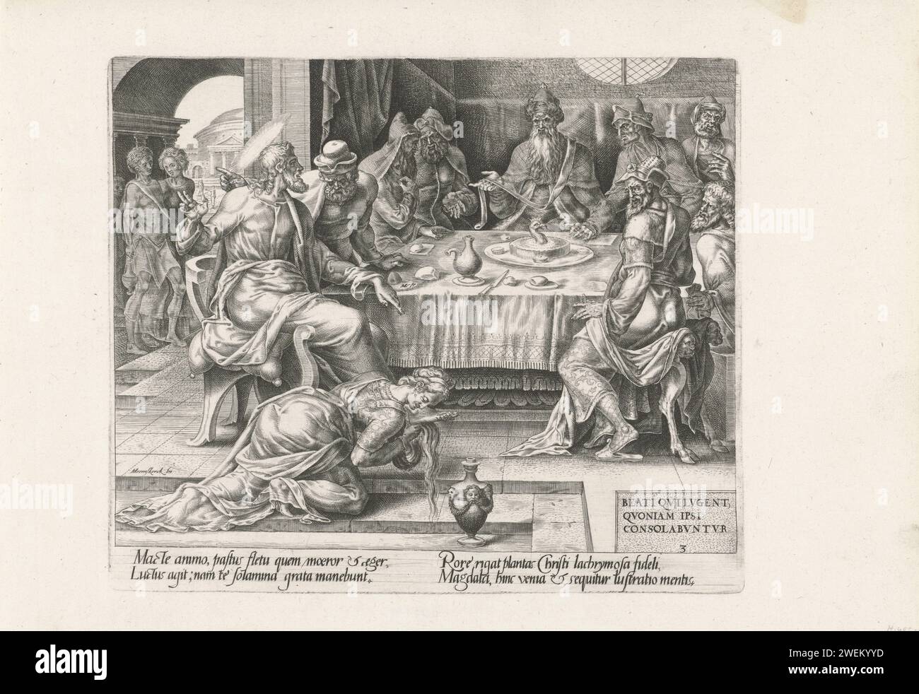 Christ anointed by Maria Magdalena, Harmen Jansz Muller, after Maarten ...