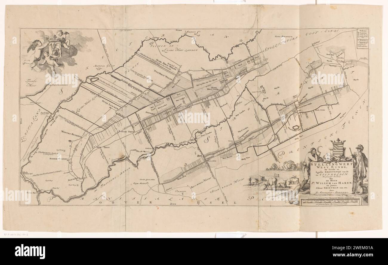 Map of the Grietenij Weststellingwerf, 1718 print At the top left the ...