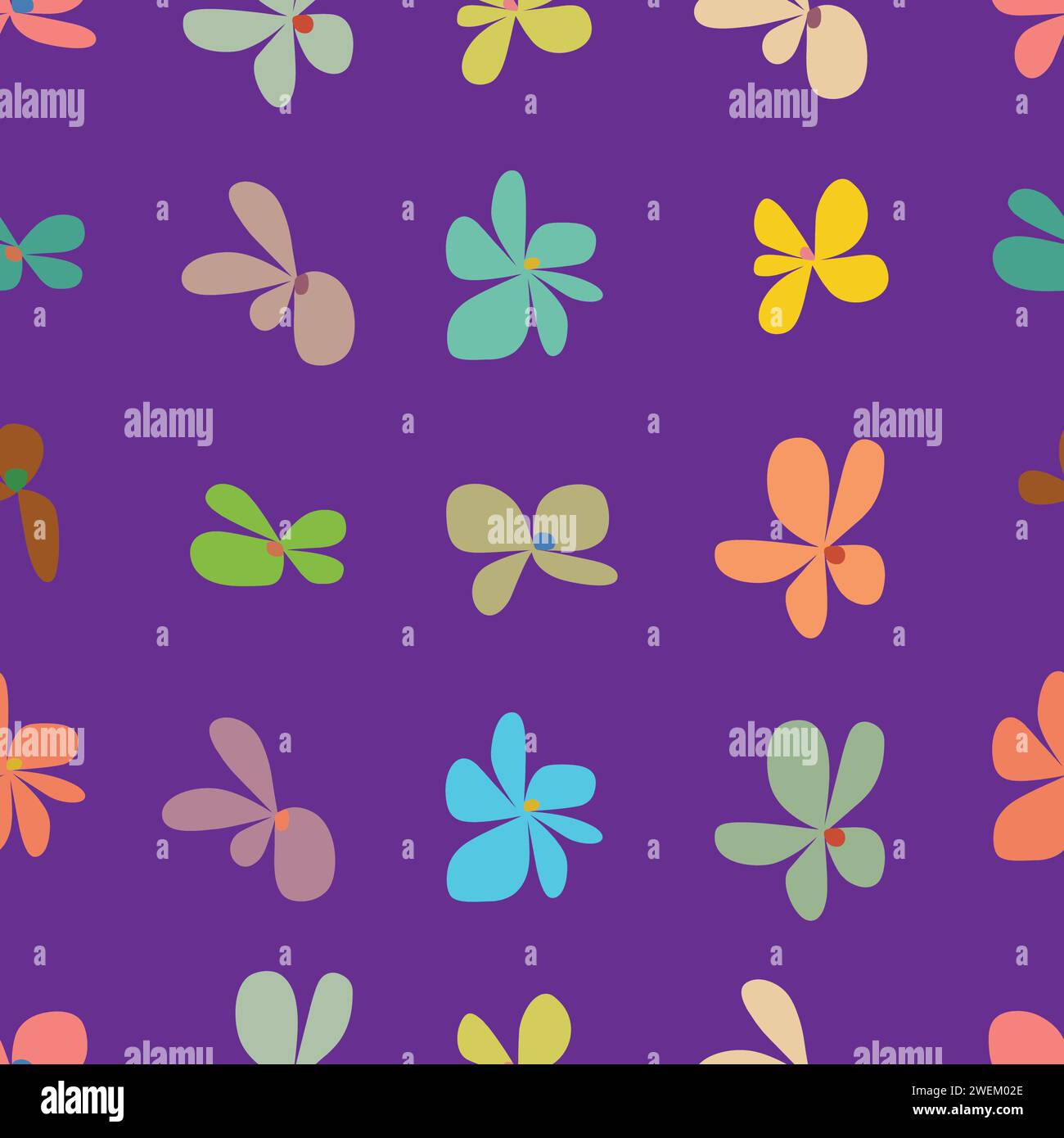 colorful doodle flowers seamless pattern vector Stock Vector Image ...