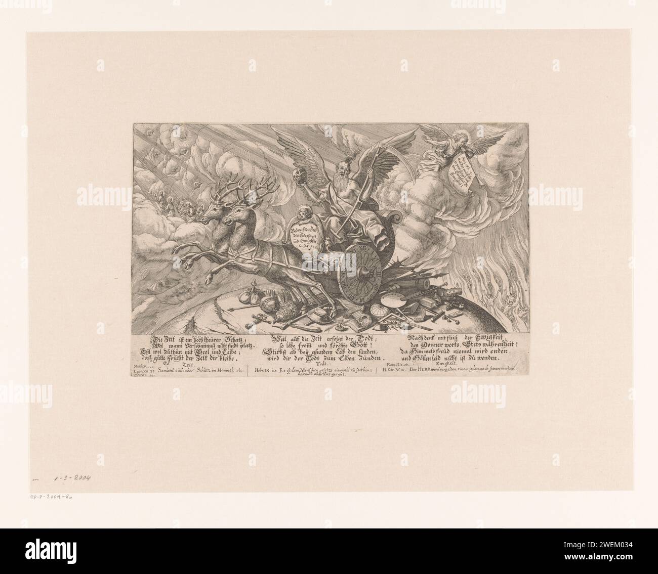 Allegory at De Tijd, 1628 - 1689 print Father time as a winged old man ...