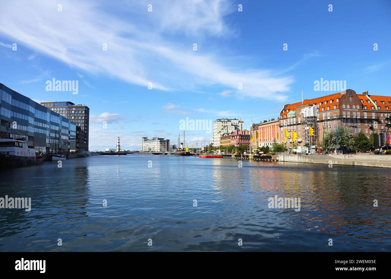MALMO, SWEDEN. August 16, 2023 View on a small canal in the city of ...
