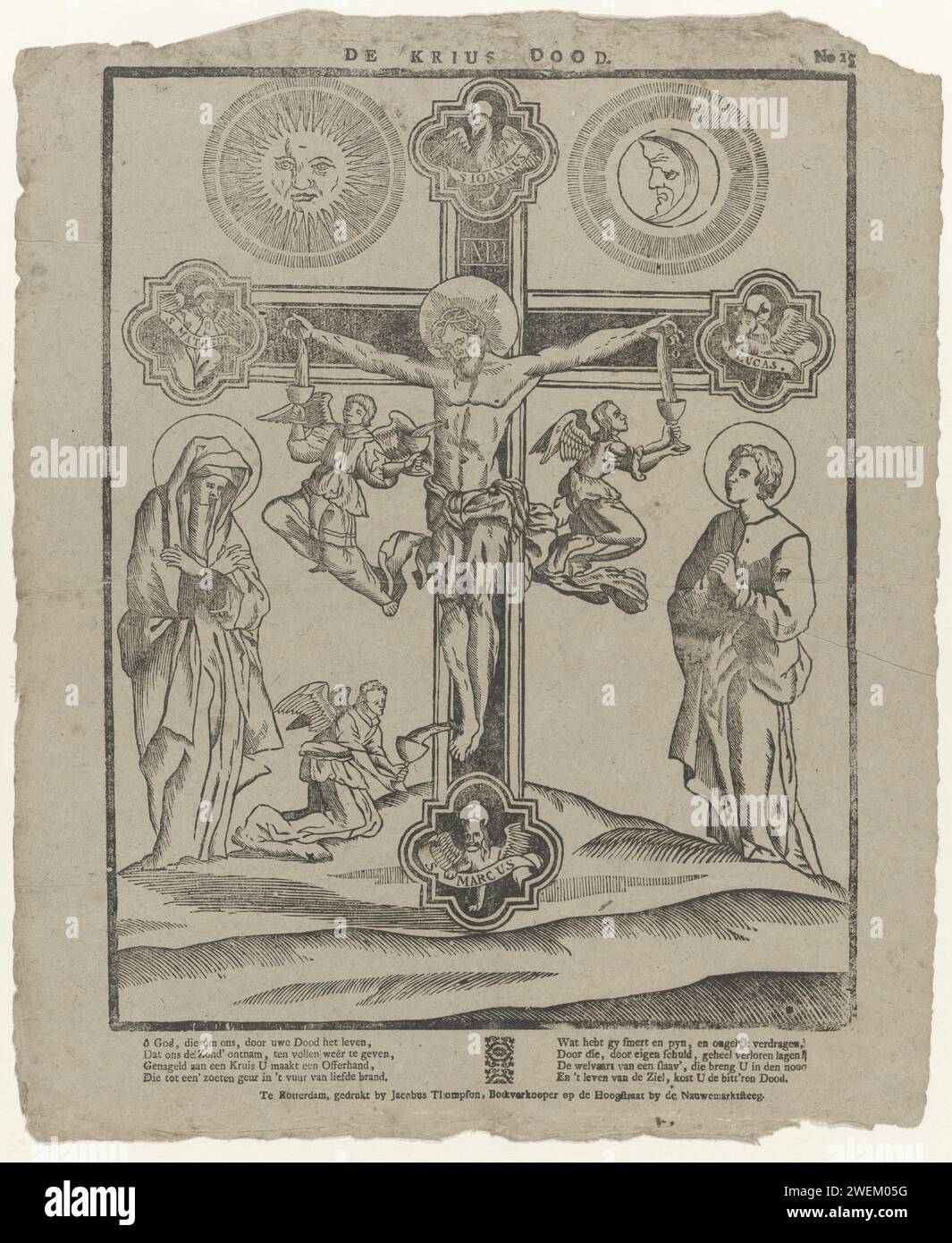 De Kruis Dood, 1791 - 1812 print Christ on the cross, with Mary and ...