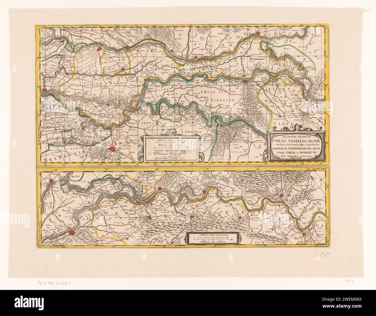 Map of a part of the course of the Rhine, De Waal and De Maas ...