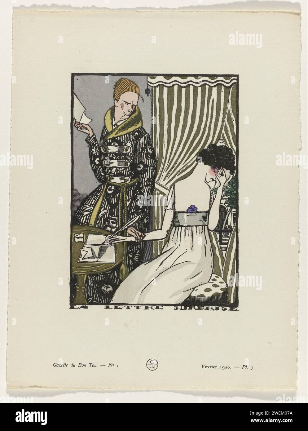 Gazette du Bon Ton, 1920 - No. 1, pl. 3: The surprise letter, Fernand ...