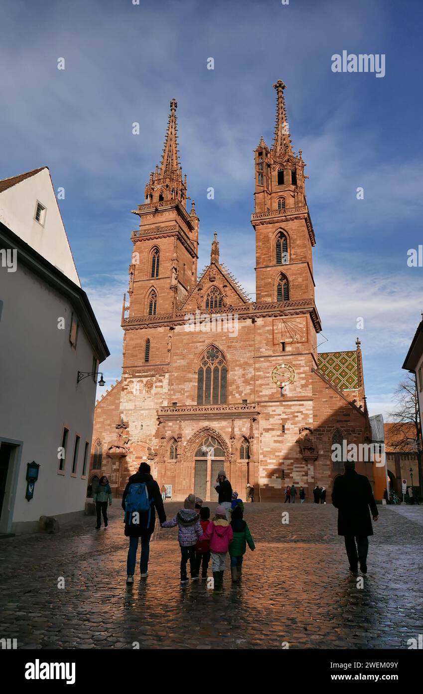 BASEL, SWITZERLAND - JANUARY 4, 2024: People in front of the historical ...