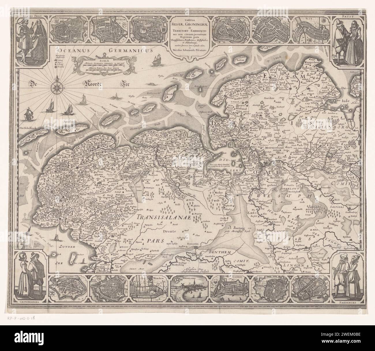 Map of Friesland, Groningen and East Friesland, 1649 - 1652 print At ...