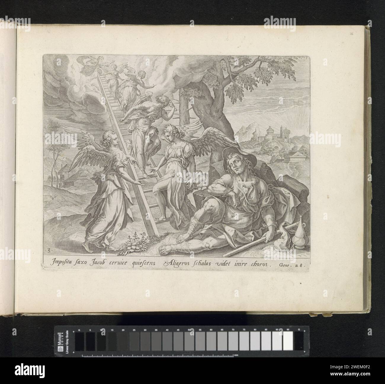 Jakobs Ladder, Anonymous, After Maerten de Vos, 1585 print Jakob is ...