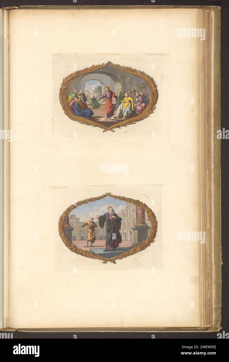 Leaf with two vignettes, Dirk Janszoon van Santen, 1700 print Leaf with ...