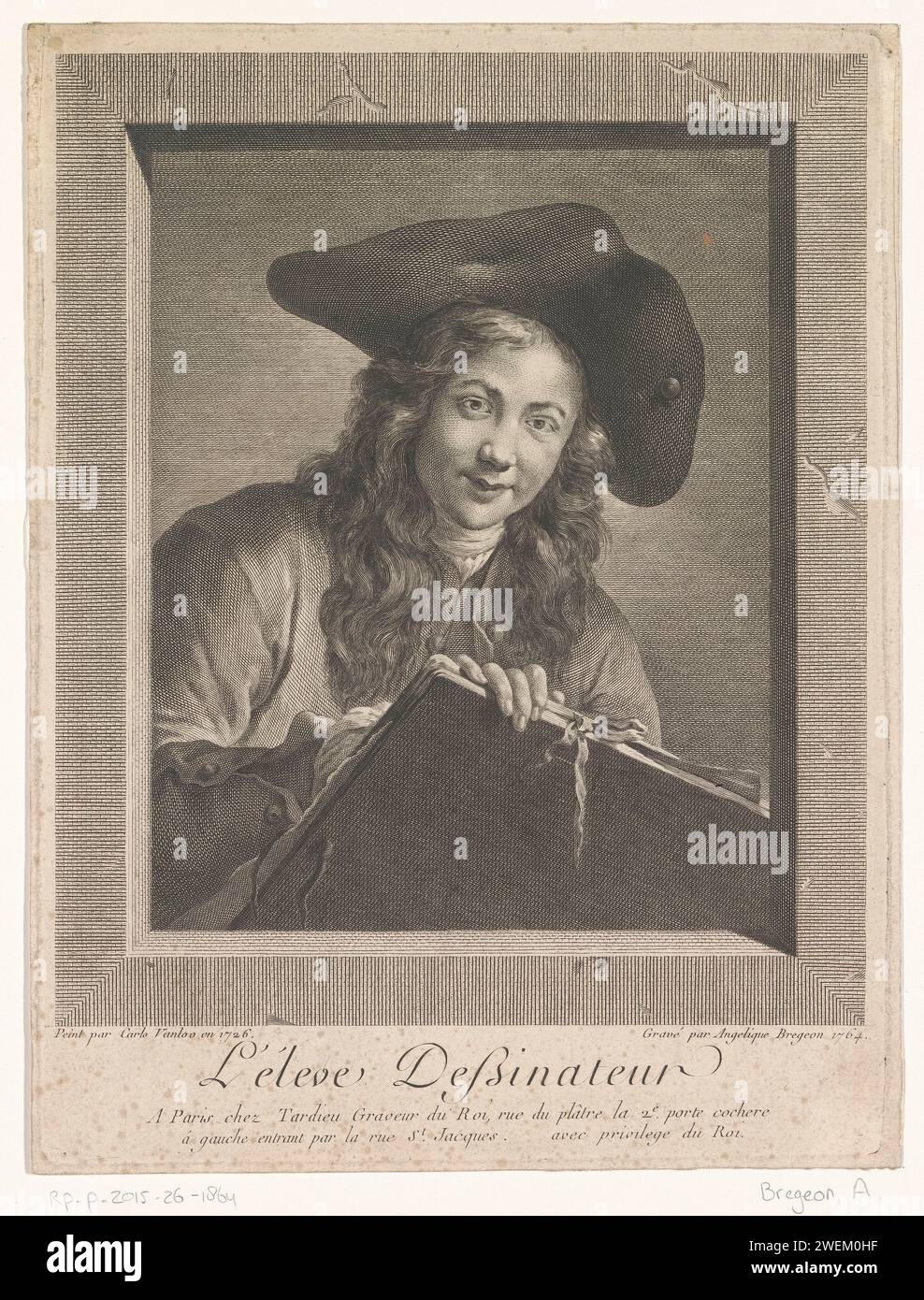 Student in Drawing, Angélique Bregeon, After Carle van Loo, 1764 print ...