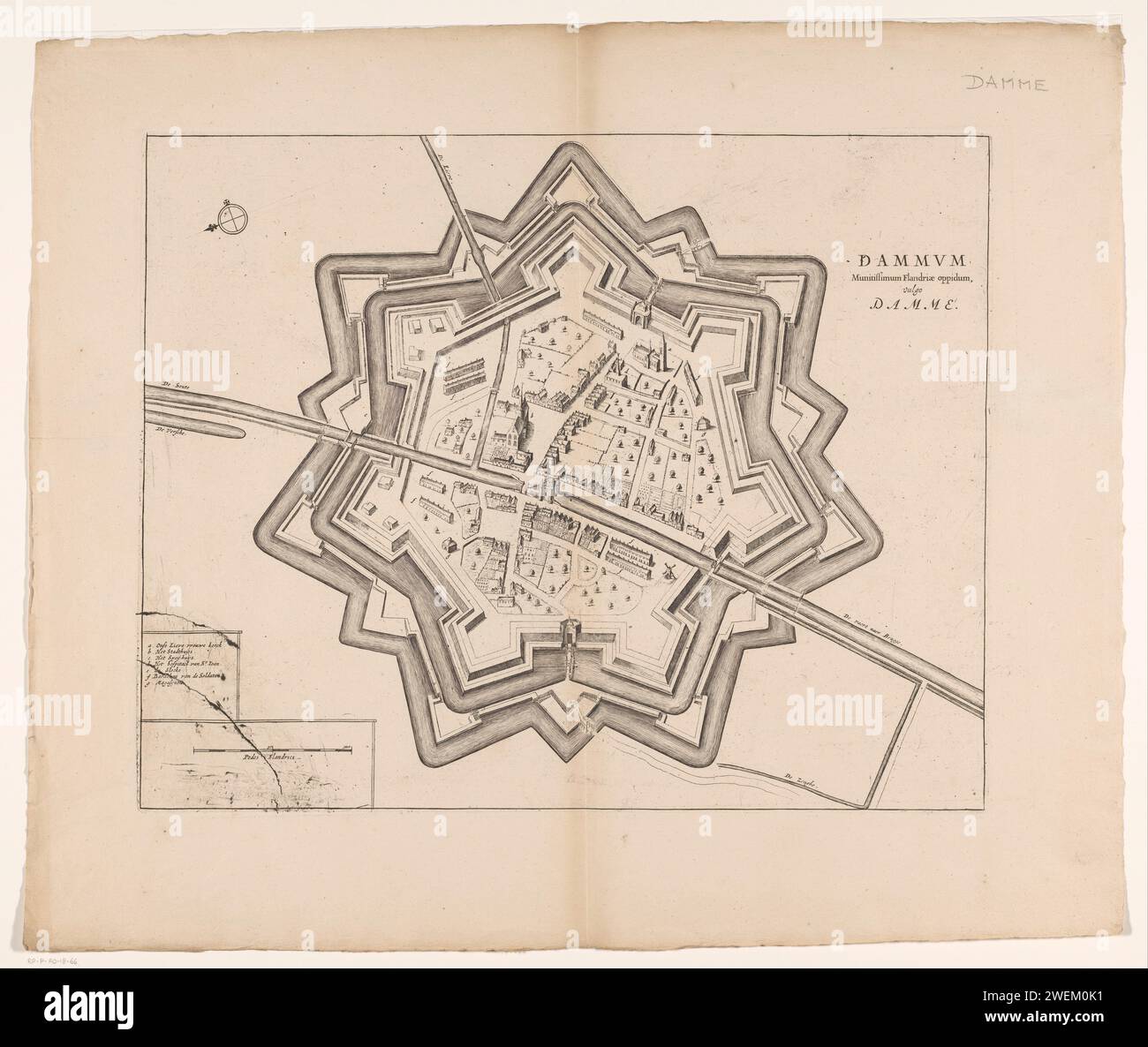 Map of Damme, Anonymous, After Johan Heyman Koeck, After 1728 print Map ...