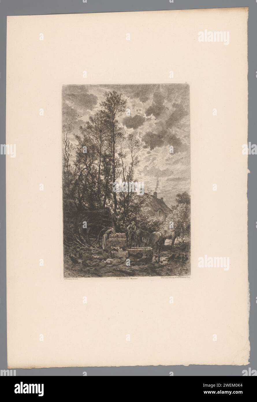 Landscape with figures at Bron, Alfred Alexandre Delauney, 1881 print ...