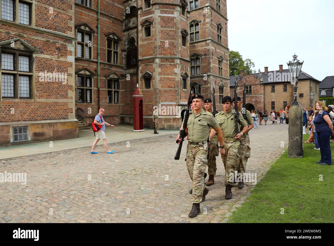Copenhagen, Denmark - August 17, 2023: The changing of the guards ta ...