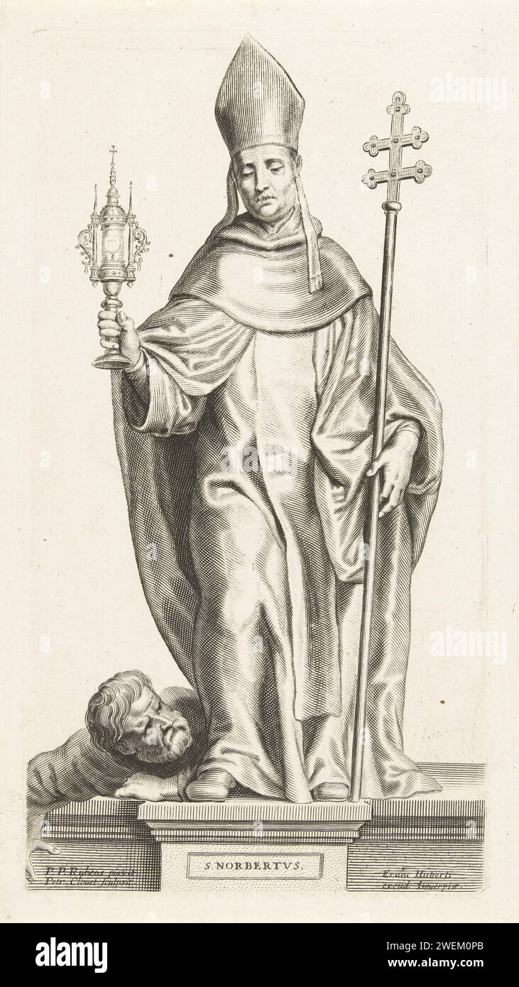 Saint Norbert, Petrus Clouwet, After Peter Paul Rubens, 1639 - 1670 print The print shows the ...