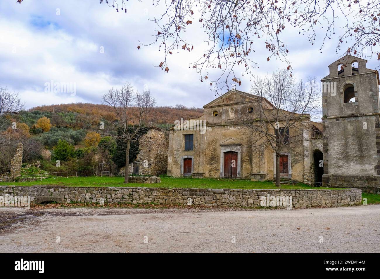 An alley of the village located in the heart of the Cilento National ...