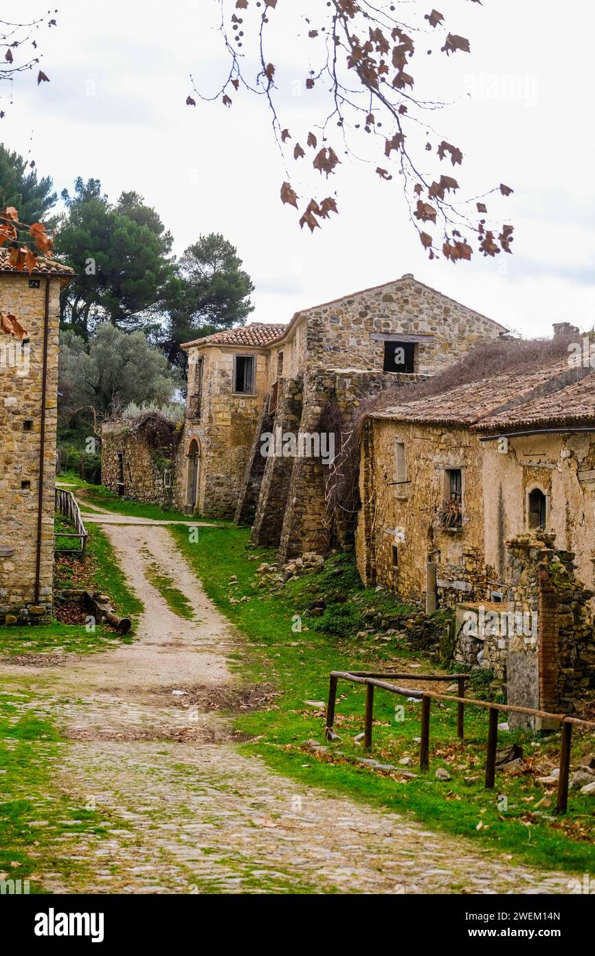 An alley of the village located in the heart of the Cilento National ...
