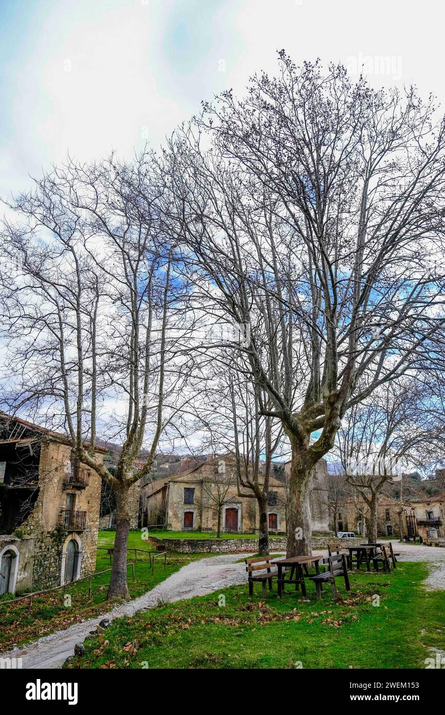 An alley of the village located in the heart of the Cilento National ...