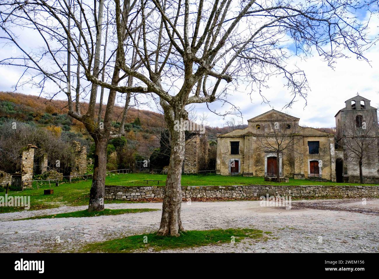 An alley of the village located in the heart of the Cilento National ...
