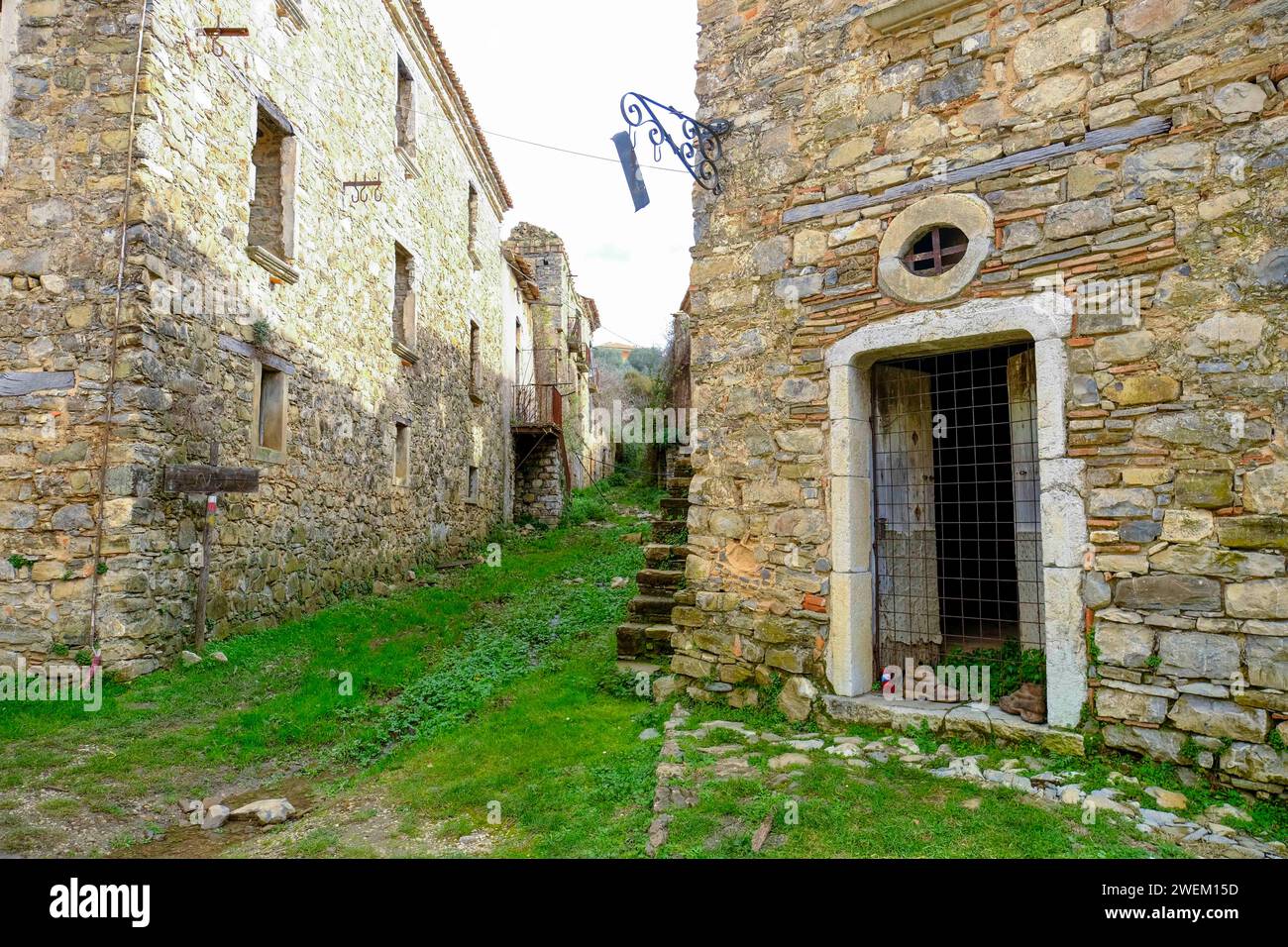 An alley of the village located in the heart of the Cilento National ...