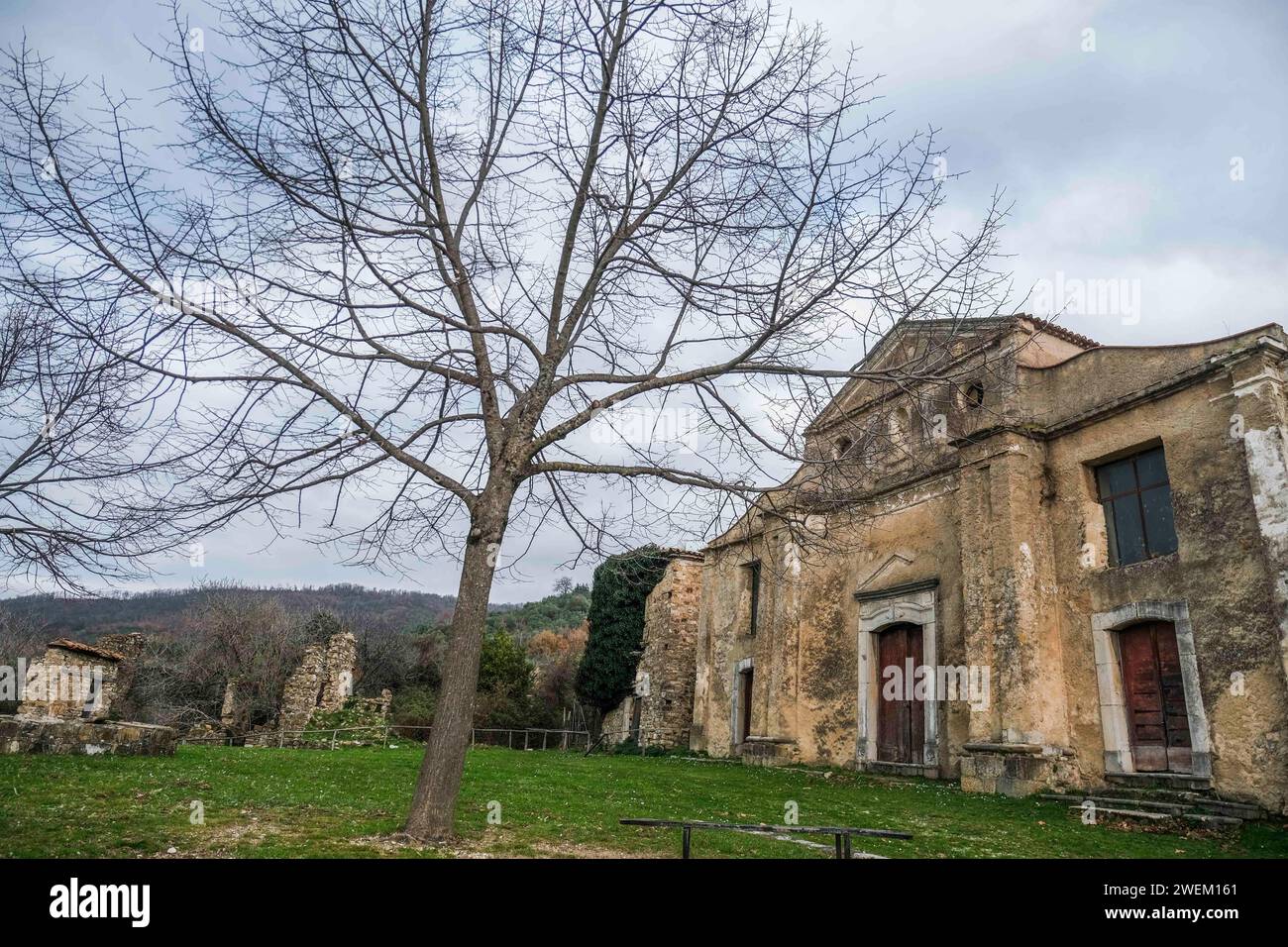 An alley of the village located in the heart of the Cilento National ...