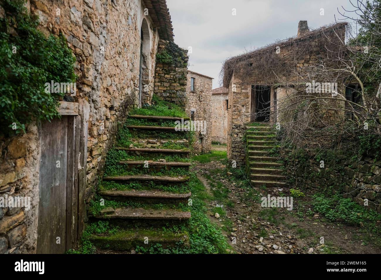 An alley of the village located in the heart of the Cilento National ...
