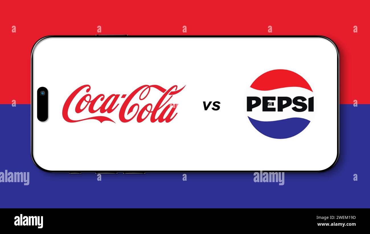 Istanbul, Turkey - 26 January 2024: Coca Cola vs Pepsi Cola brand logos ...