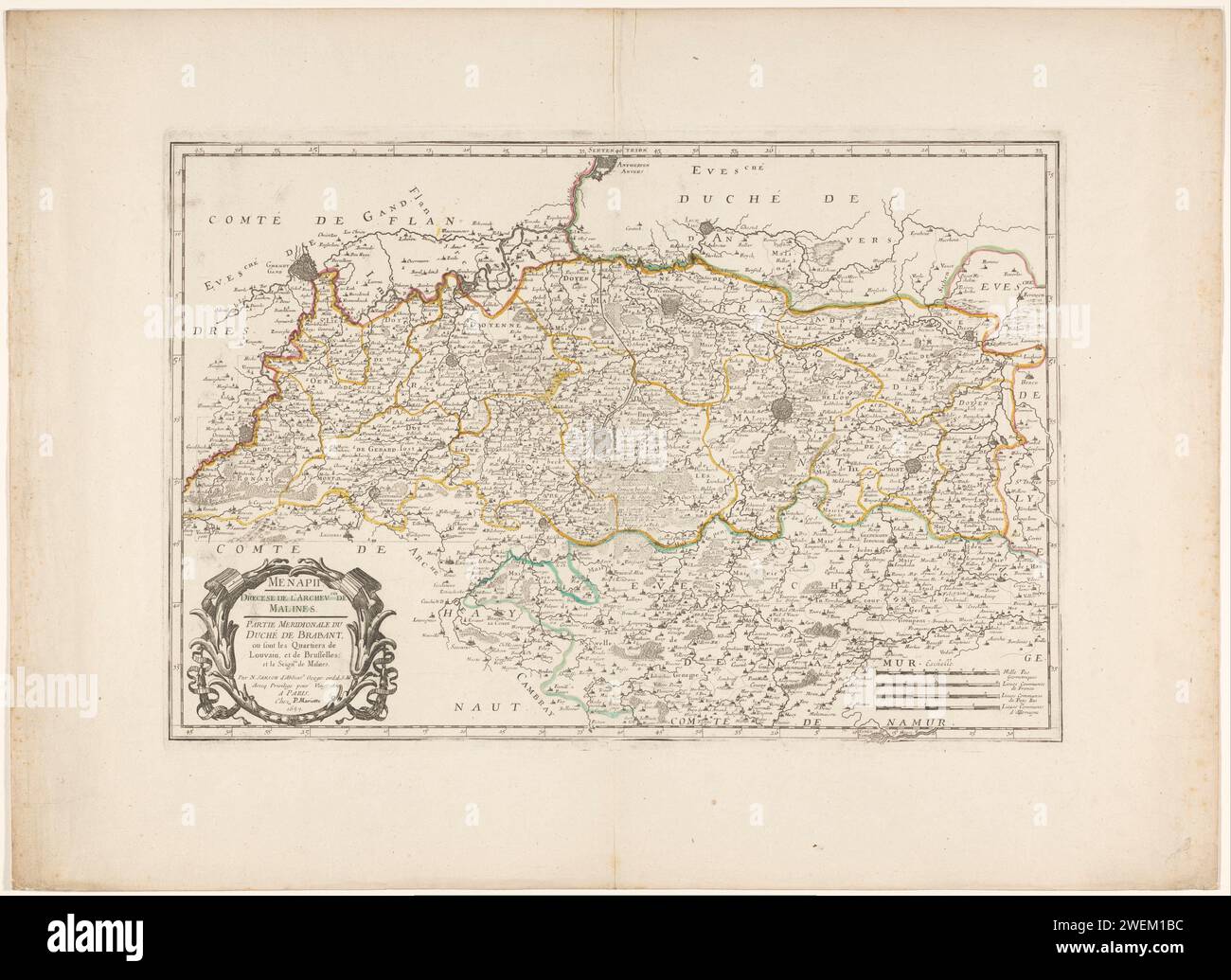 Map of the southern part of the Duchy of Brabant, Anonymous, 1657 print Map of the southern part ...
