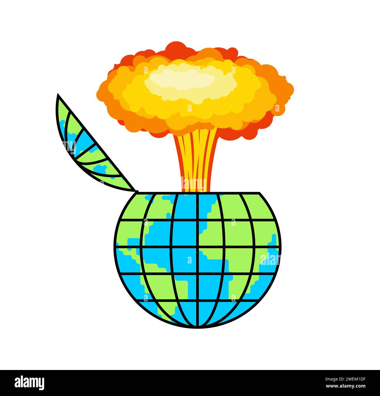 Explosion from planet earth. Globe model of the globe isolated. Layout ...