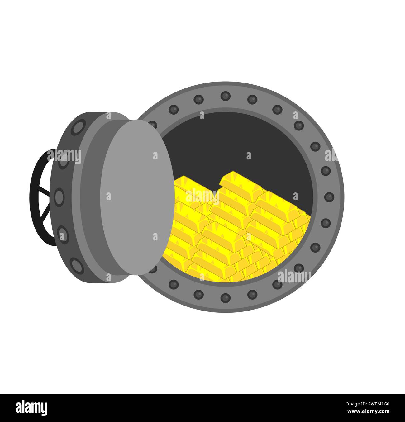 Cash vault and gold. Large round iron bulletproof vault door Stock ...