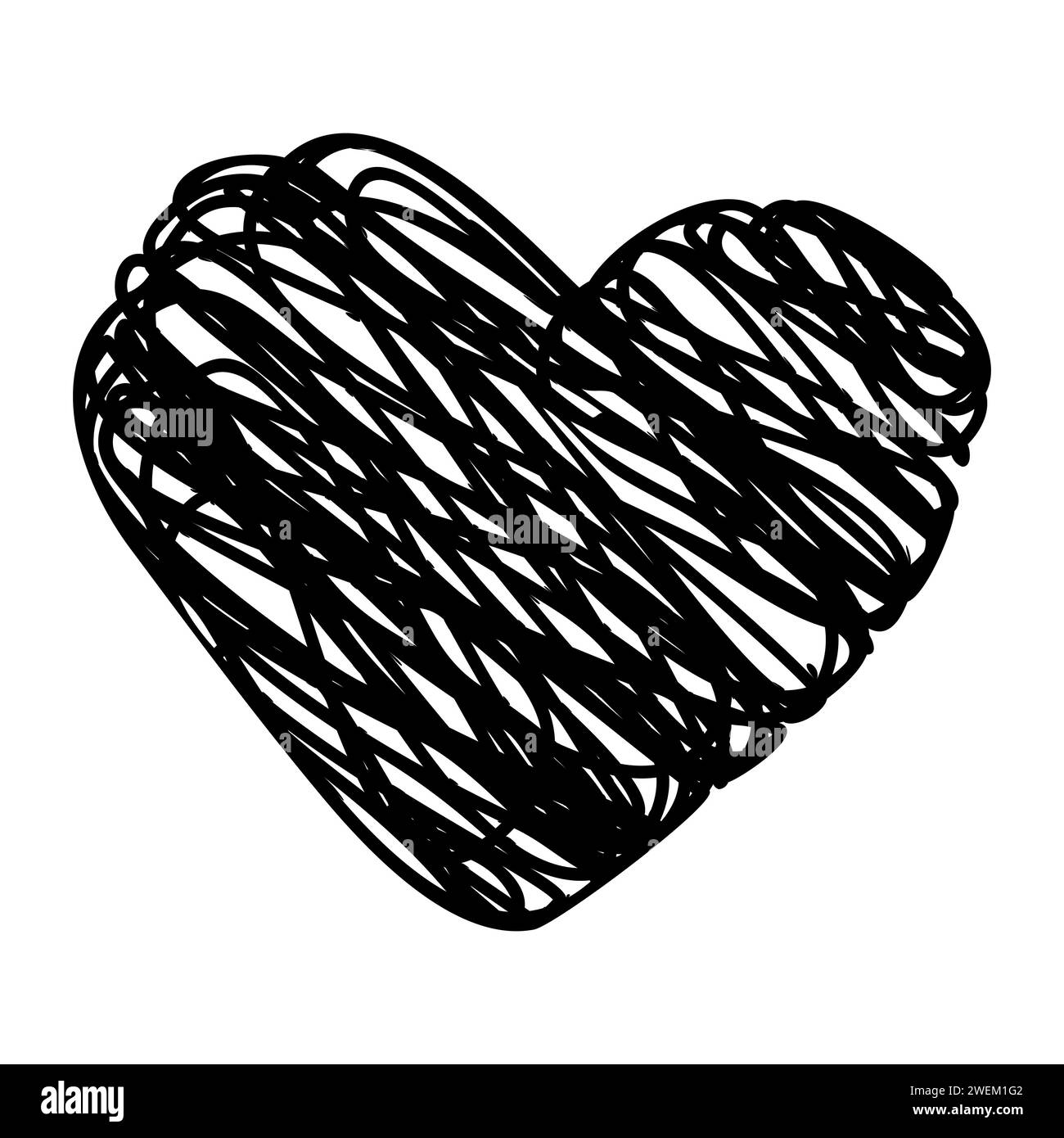 Heart hand drawn with scribble line. Vector illustration isolated on ...