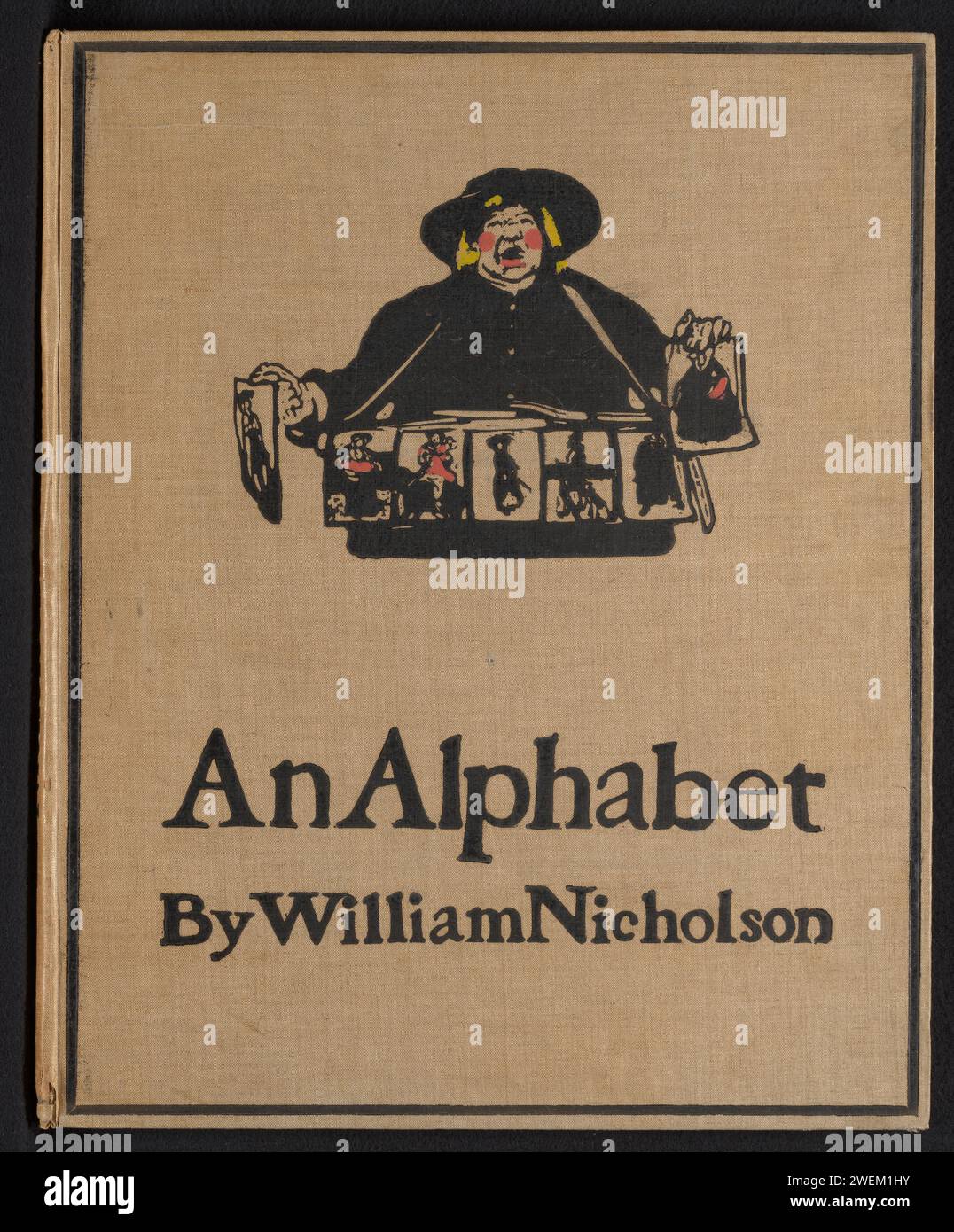 An Alphabet, William Nicholson, 1898 book Seller on Voorplat and a mill ...