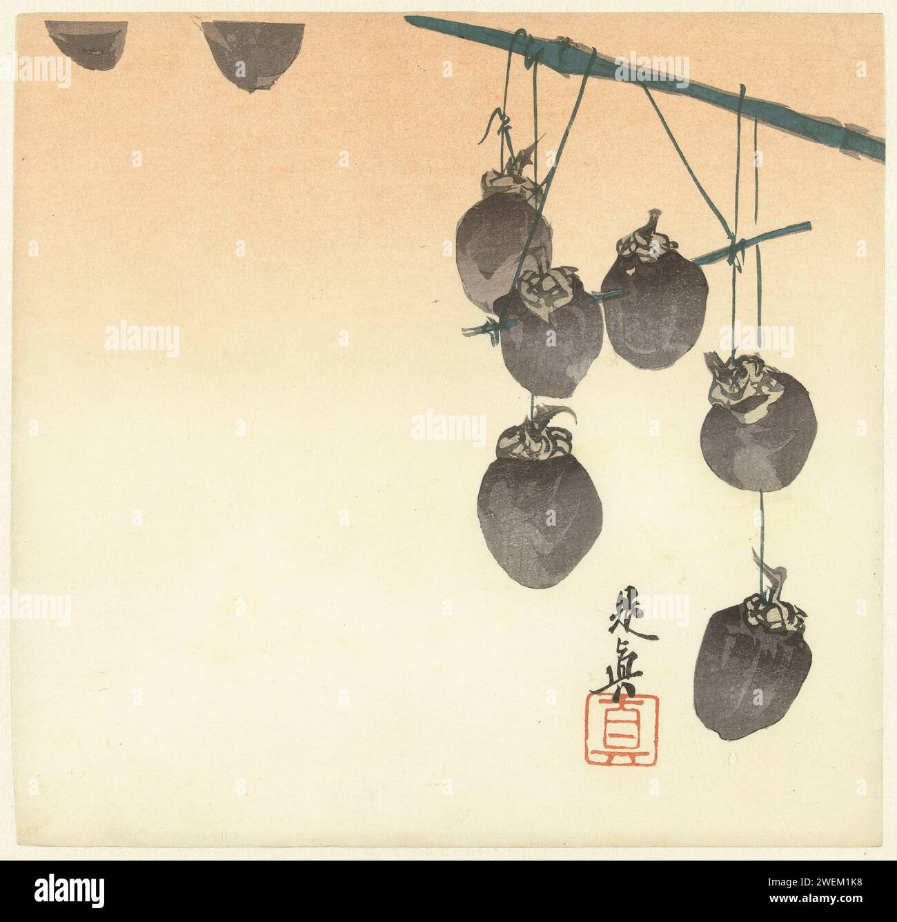 Drying Kaki Fruits, Shibata Zeshin, 1880 - 1890 print paper color ...