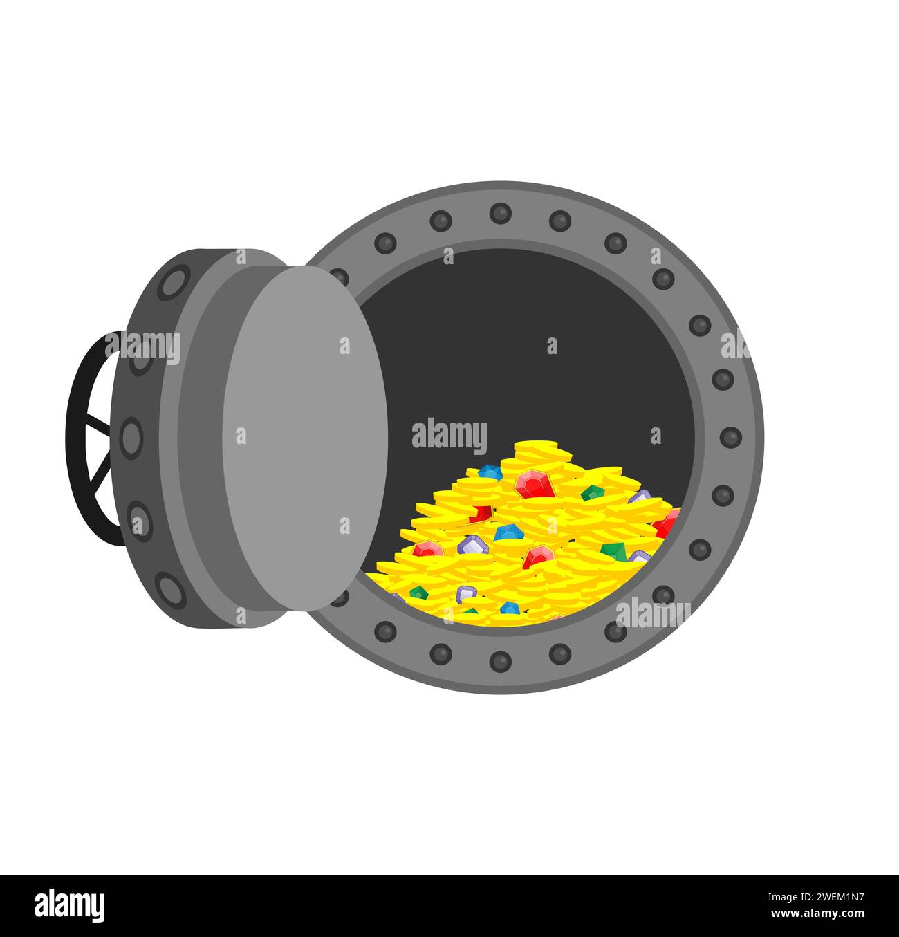 Cash vault and gold. Large round iron bulletproof vault door Stock ...