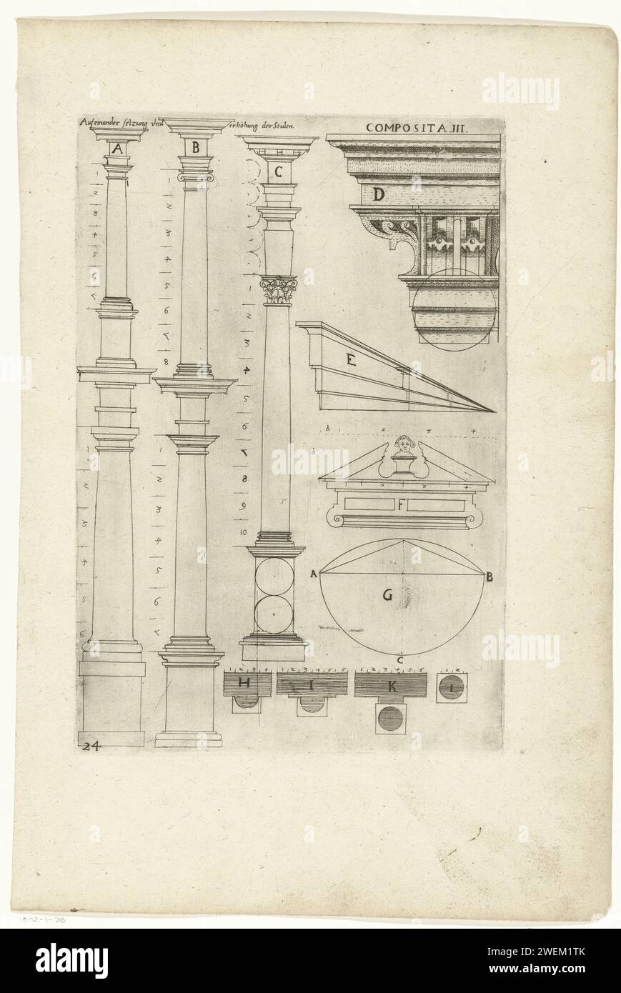 Various columns, 1610 print On the left two examples of columns placed ...