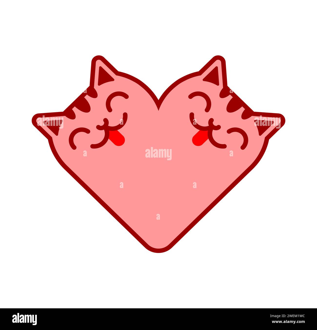 I love cats sign. Heart and cat. I like pet. Symbol of love for animals ...