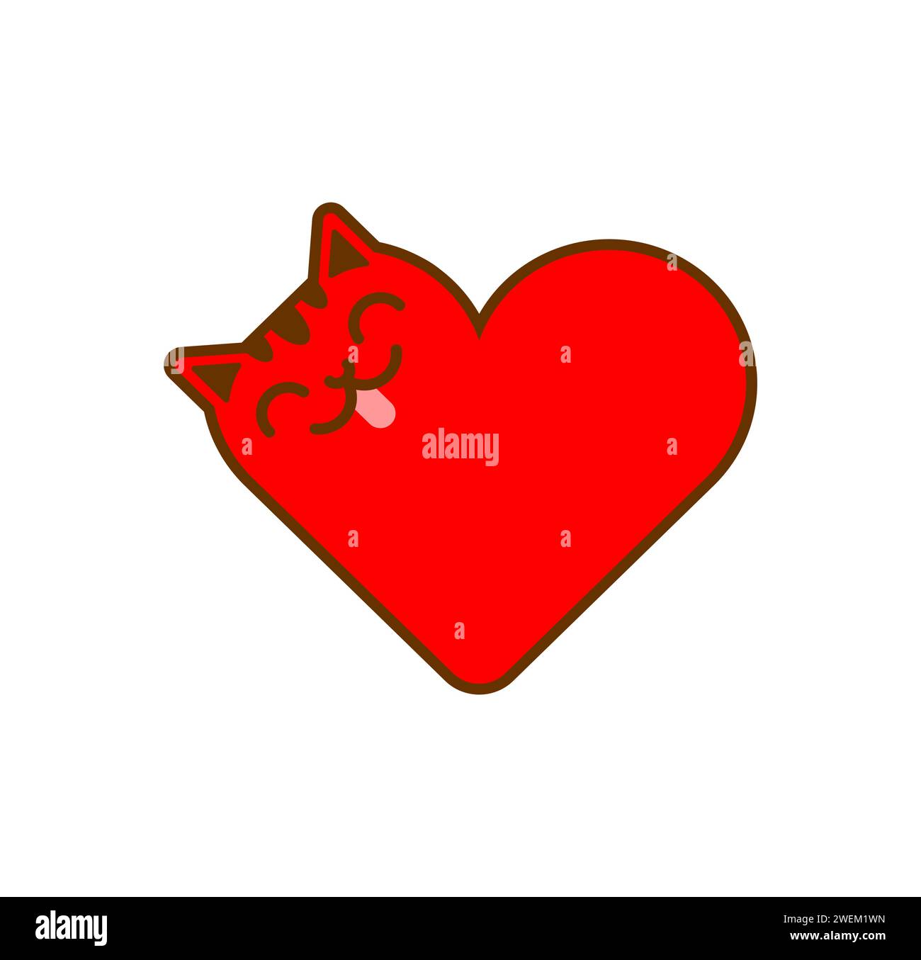 I love cats sign. Heart and cat. I like pet. Symbol of love for animals ...