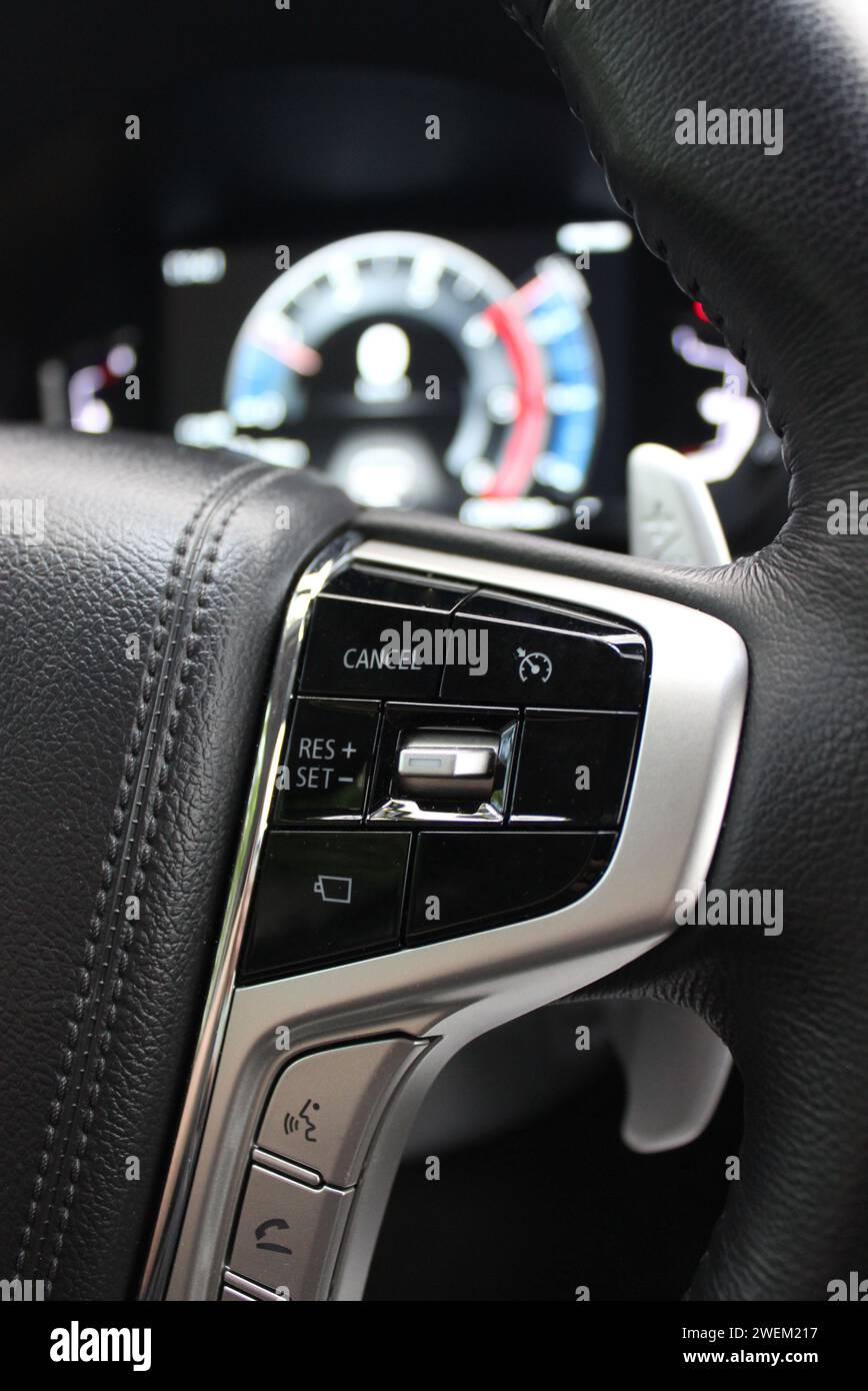 Block of control buttons for vehicle systems on the right side of the ...