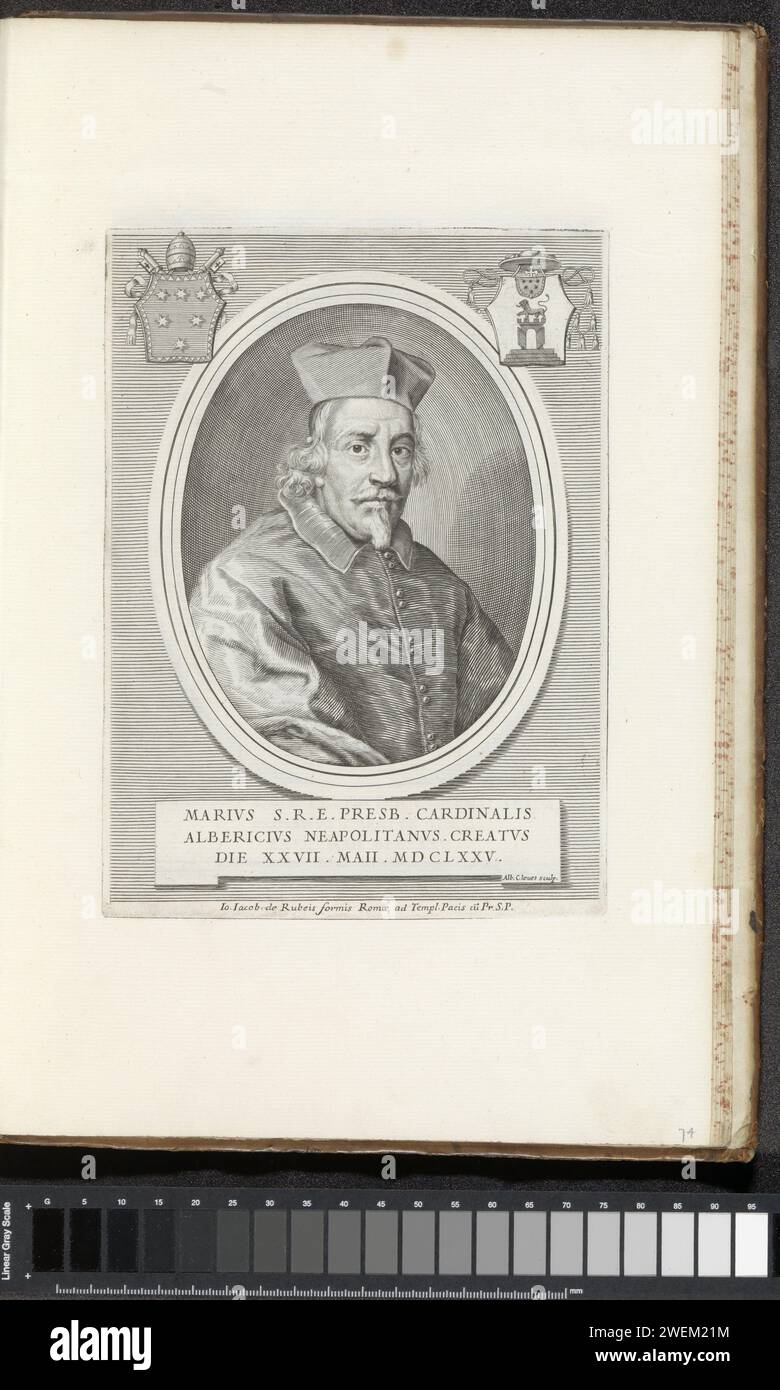 Portret van Cardinal Mario Alberizzi, 1675 - print Portrait of Cardinal ...